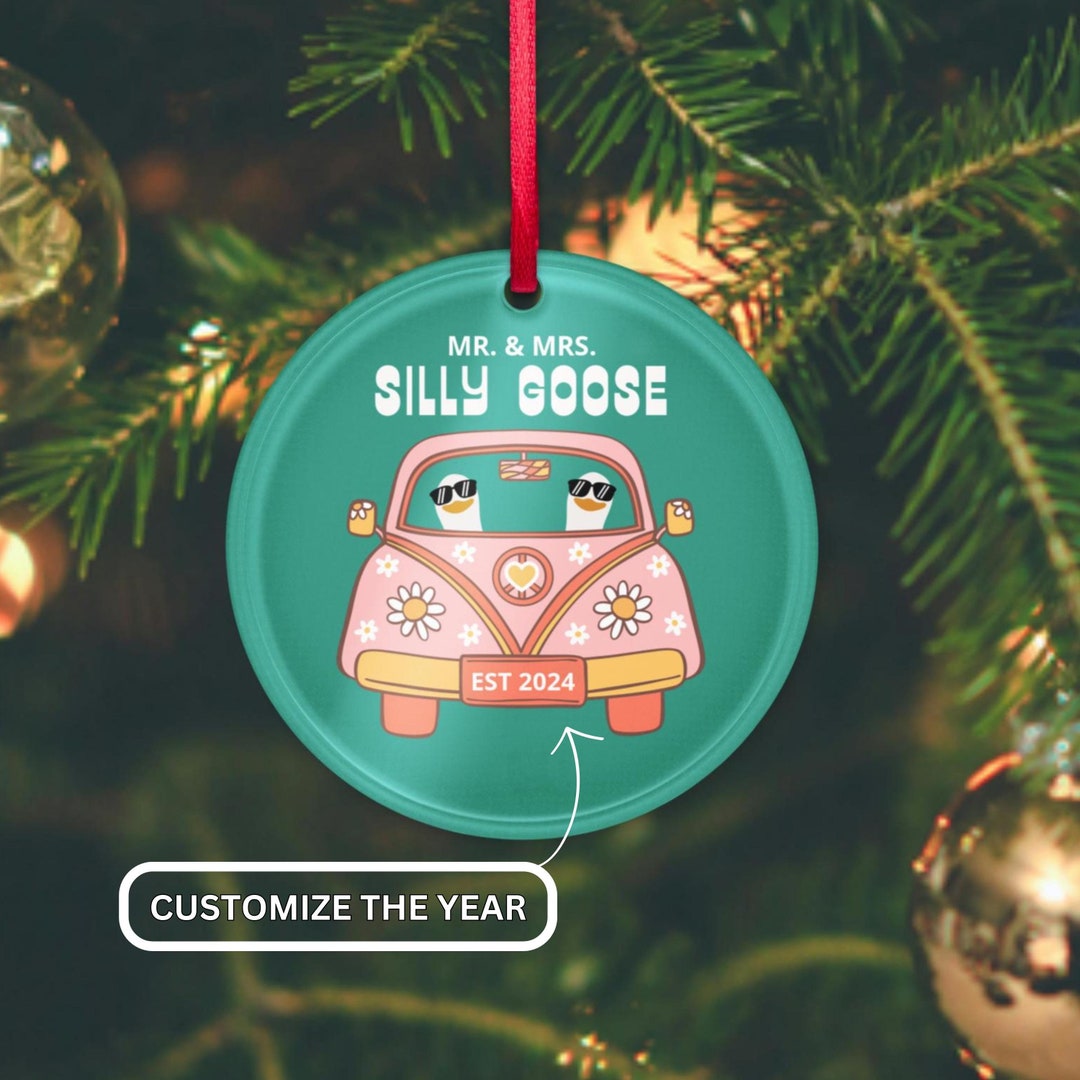 Custom Retro Mr & Mrs Silly Goose Christmas Ornament Wedding ...