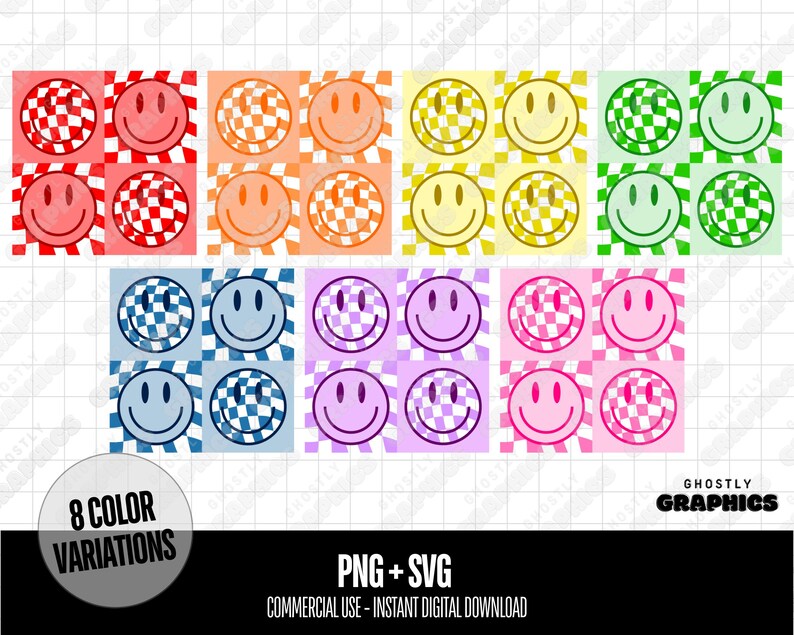 Smiley Face Checkerboard Graphic Design, PNG File, SVG Download, Cut ...