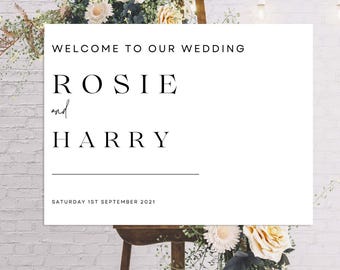 Welcome Sign Wedding Template Simple Minimalist Monochrome Black and ...