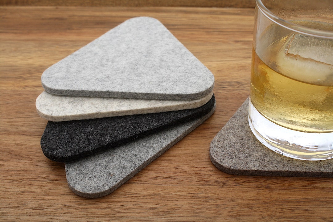 Merino Wool Felt Triangle Coasters: 5mm Thick Drink Coasters - Etsy
