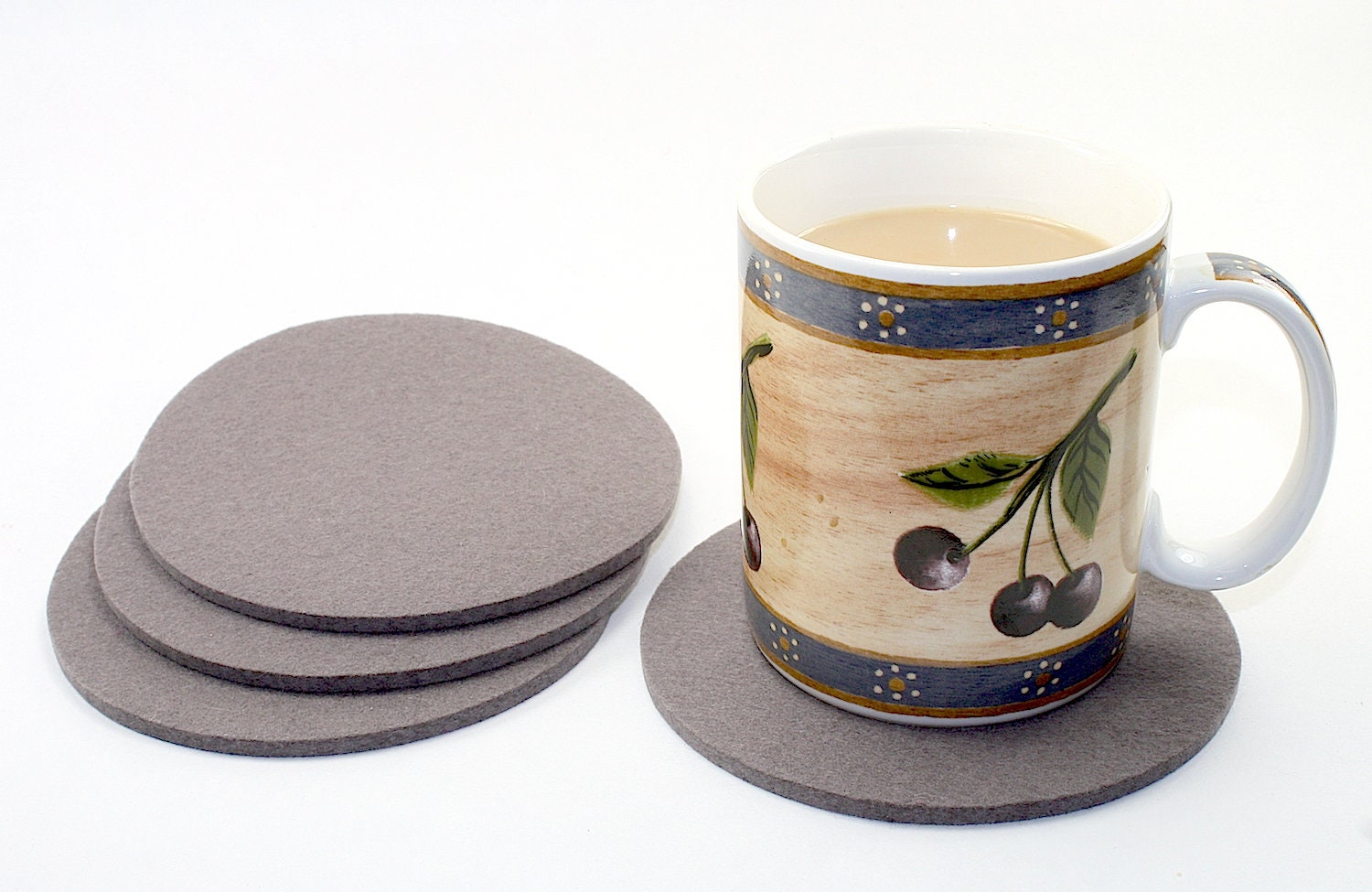 Large 5" Round Drink Coasters 5mm Thick Wool Felt Coaster Set - Etsy