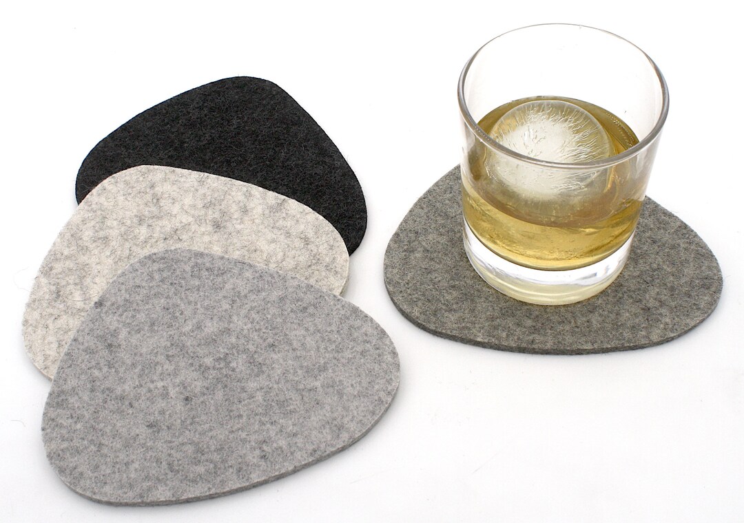 Large Merino Wool Felt Coasters: Mid Century Modern Retro Drink Coaster ...