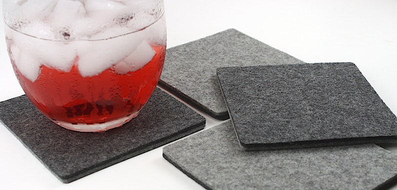 Wool Felt Coasters Set 4 Inch Modern Square Absorbent Coaster for ...