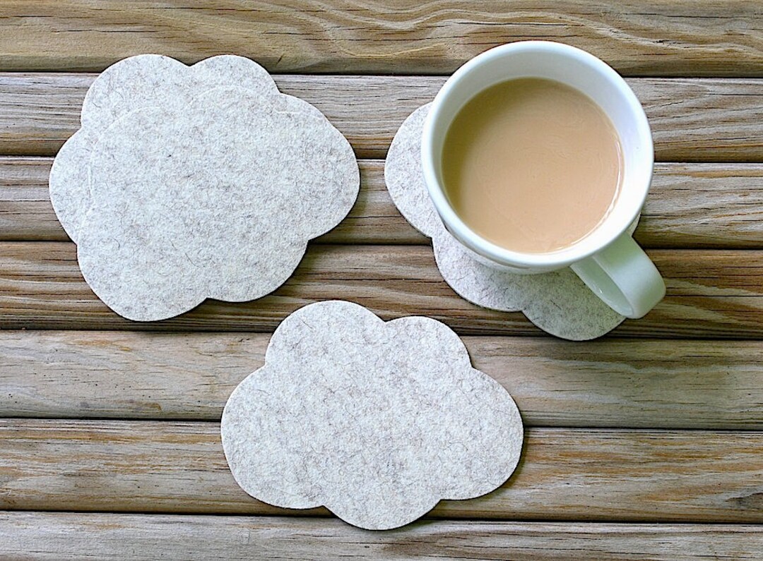 Cloud Cool Coffee Desk Coasters for Desk 5mm Thick Wool Felt Drink ...