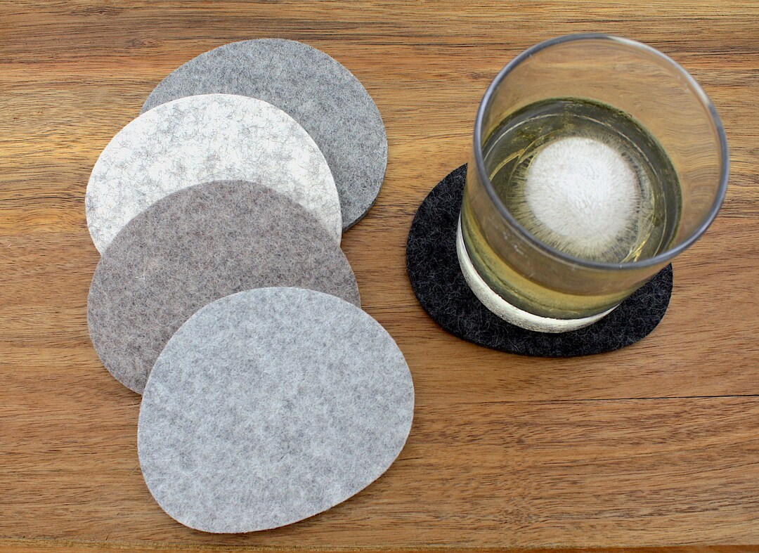 Merino Wool Felt Coasters: Pebble Drink Coaster Set, 5mm Thick - Etsy