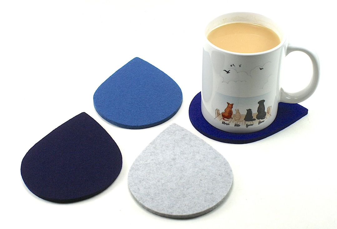 April Showers Merino Wool Felt Raindrop Coasters - Etsy