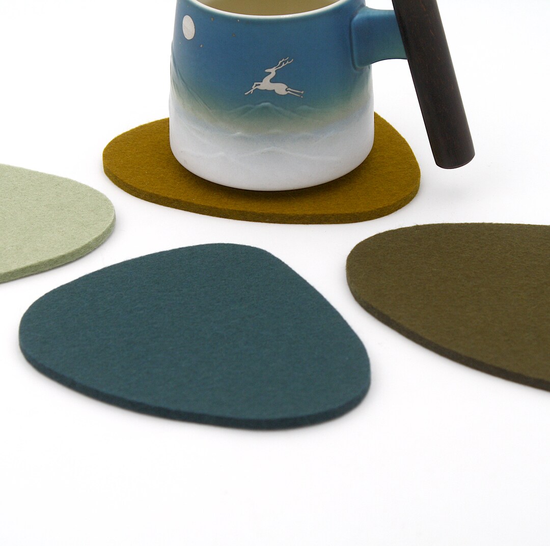 Large Merino Wool Felt Coasters Set Mid Century Modern Coasters for ...