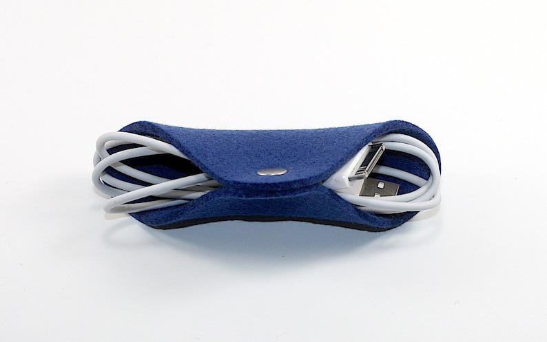 Square Cord Keeper Merino Wool Felt Ear Bud Holder Fabric Cable ...