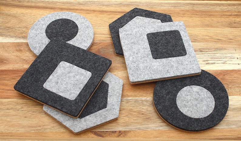 Mid Century Modern Wool Felt Coasters: Retro MCM Decor, Cork Backing - Etsy