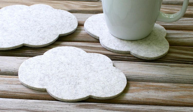 Cloud Cool Coffee Desk Coasters for Desk 5mm Thick Wool Felt | Etsy