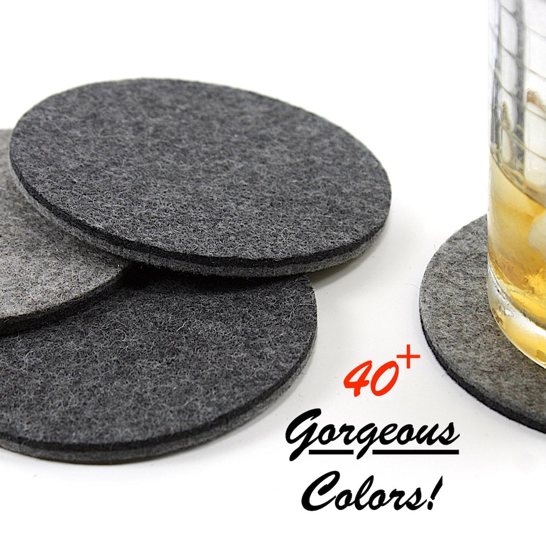 Merino Wool Felt Coasters Set: Eco-friendly Barware, 4 Inch - Etsy