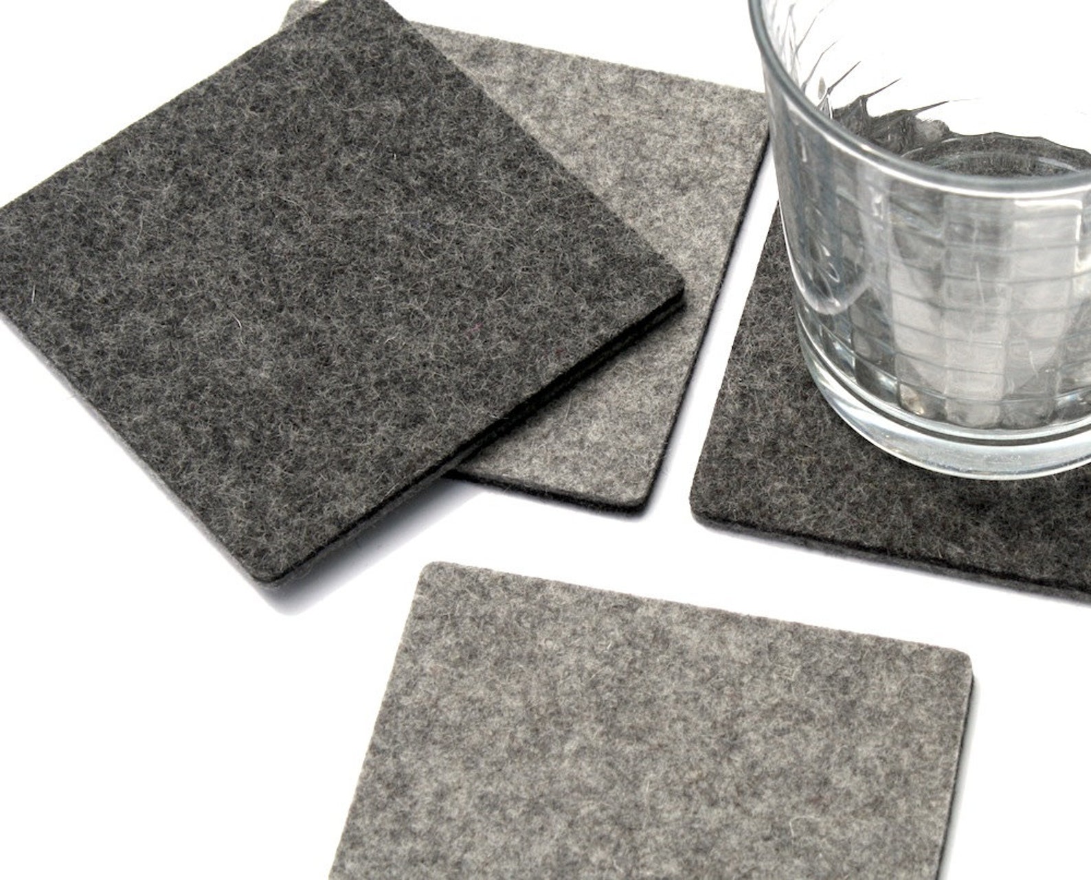 Wool Felt Coasters Set 4 Inch Modern Square Absorbent Coaster for ...