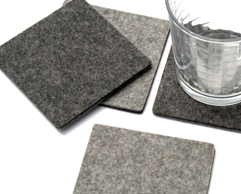 Wool Felt Coasters Set 4 Inch Modern Square Absorbent Coaster for ...