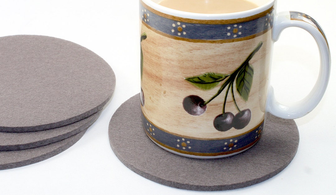 Large 5" Round Drink Coasters 5mm Thick Wool Felt Coaster Set - Etsy