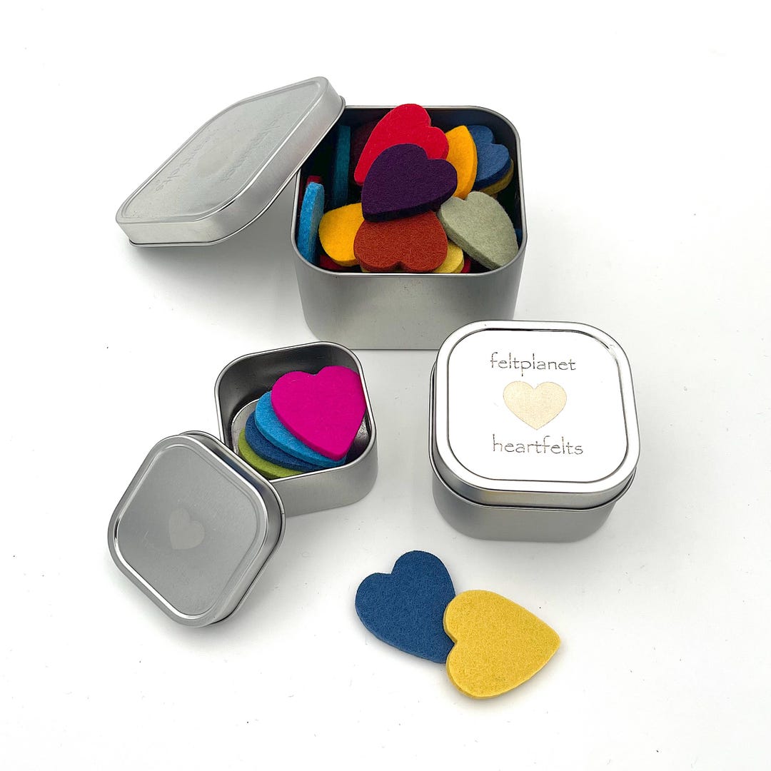 Heartfelts Merino Wool Felt Hearts Gift Tins - Etsy