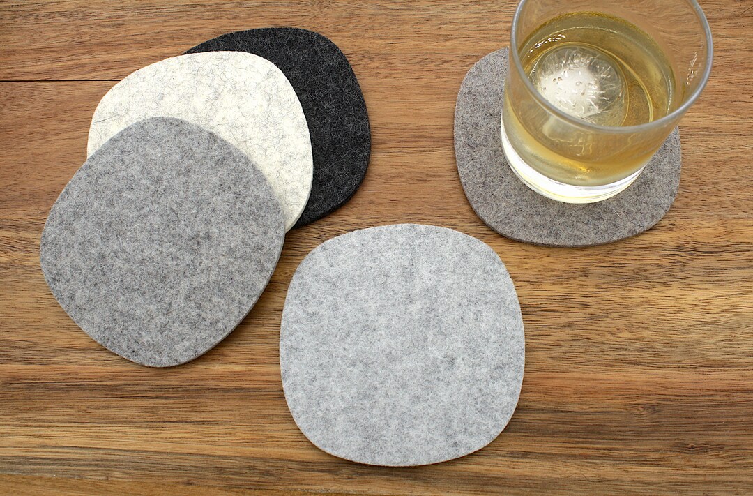 Merino Wool Felt Coasters: Absorbent Drink Coaster Set, 5mm Thick - Etsy