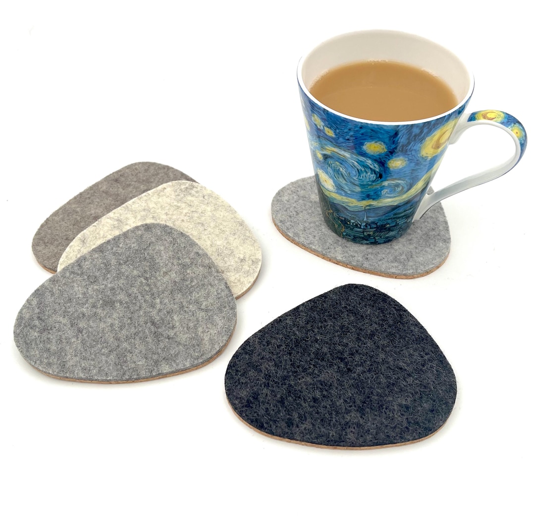 Cork Backed Wool Felt Coasters Mid Century Modern MCM Neutral Mix - Etsy