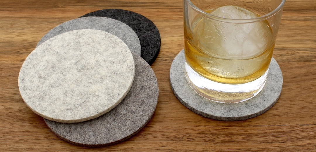 Round Merino Wool Felt Coasters: Absorbent Drink Coasters, 5mm Thick - Etsy