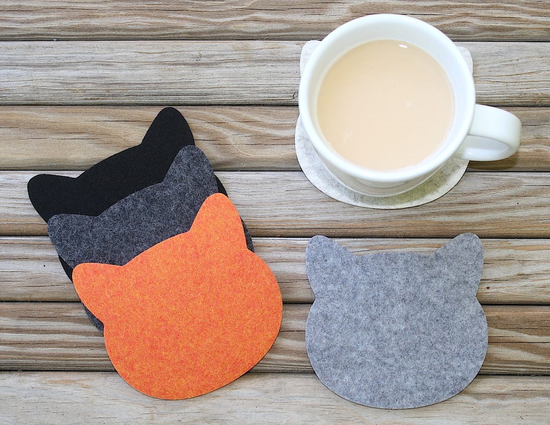 Wool Felt Cat Coasters for Drinks - Etsy
