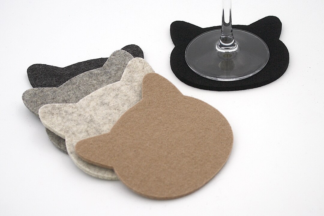 Buy Cat Coasters Wool Felt Drink Coaster Set Online in India - Etsy