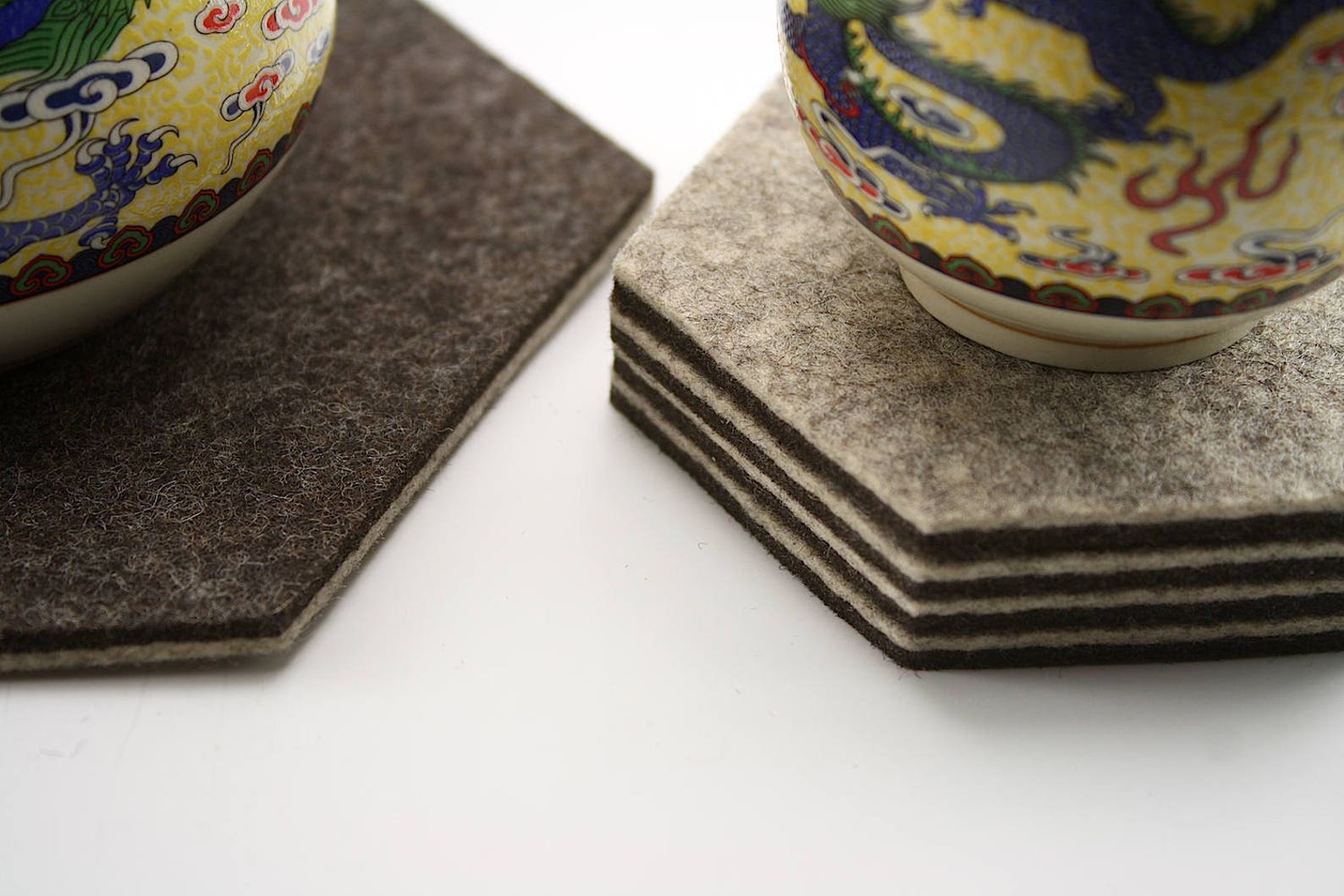 Hexagon Wool Felt Trivets and Coasters Set | Etsy