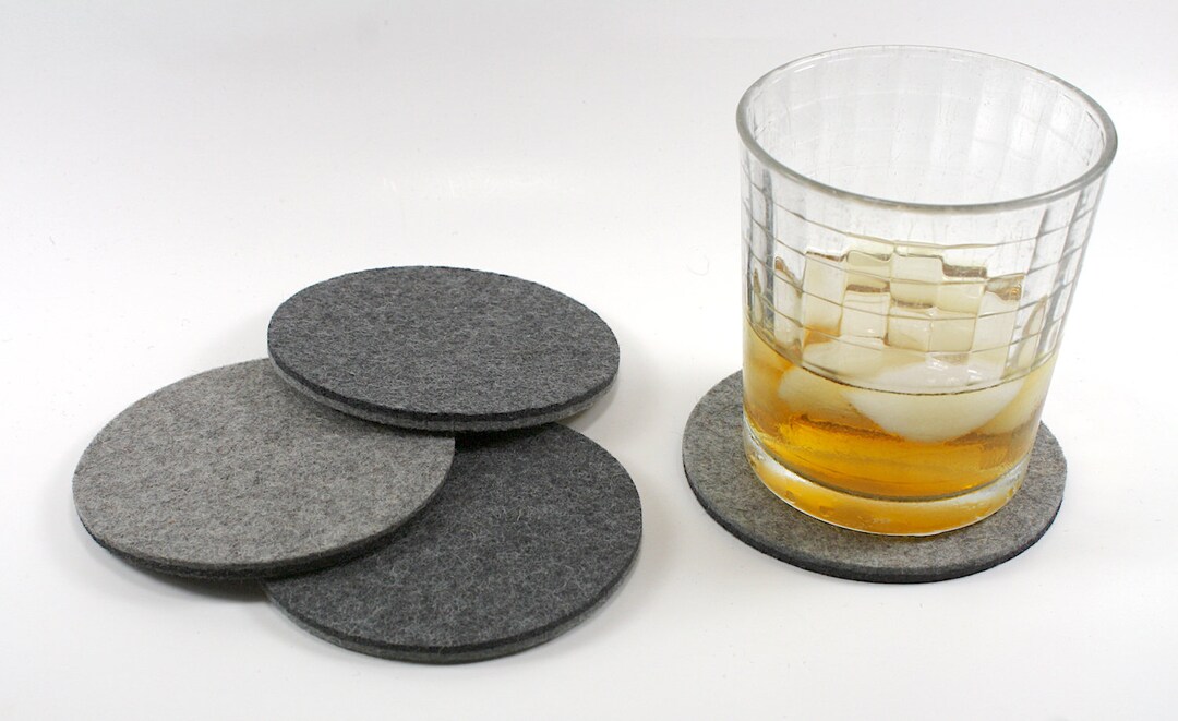 4" Merino Wool Felt Coasters: Modern Drink Coaster Set - Etsy