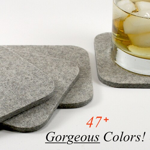 Wool Felt Coasters Personalized Drink Coaster Set for Gifts - Etsy