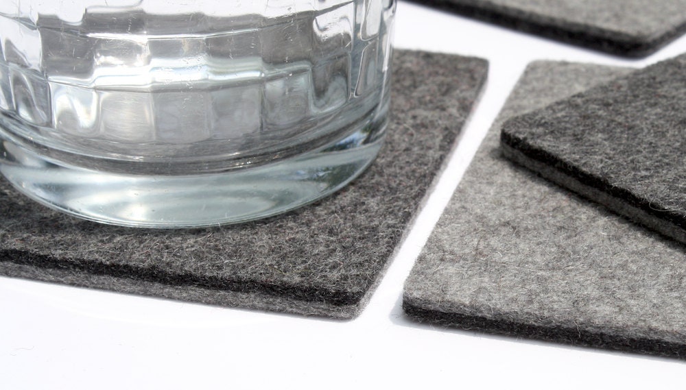 Wool Felt Coasters Set 4 Inch Modern Square Absorbent Coaster for ...