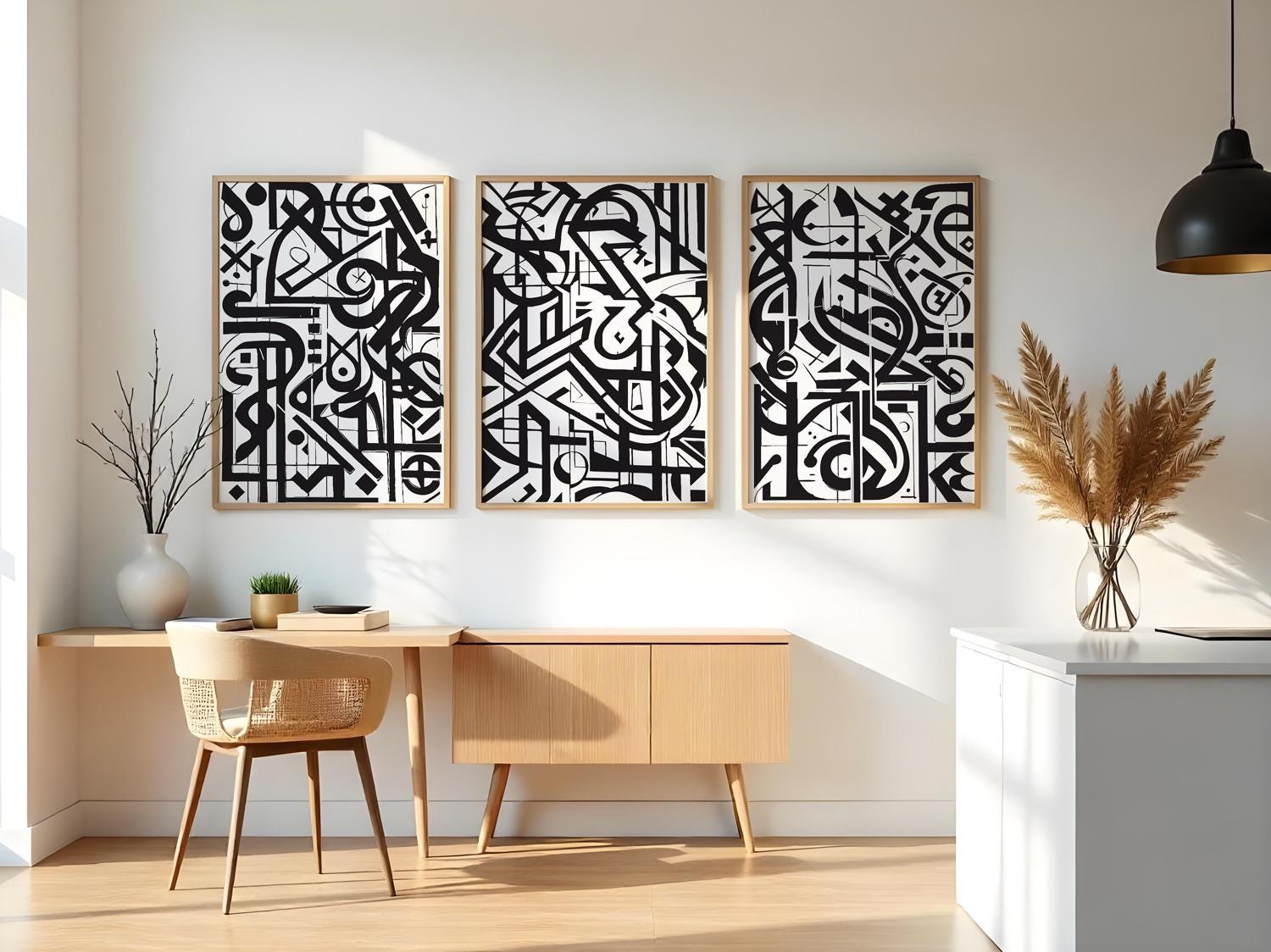 Line Art Print Set of 3 Posters Simple Drawing Black Lines Wall Decor ...