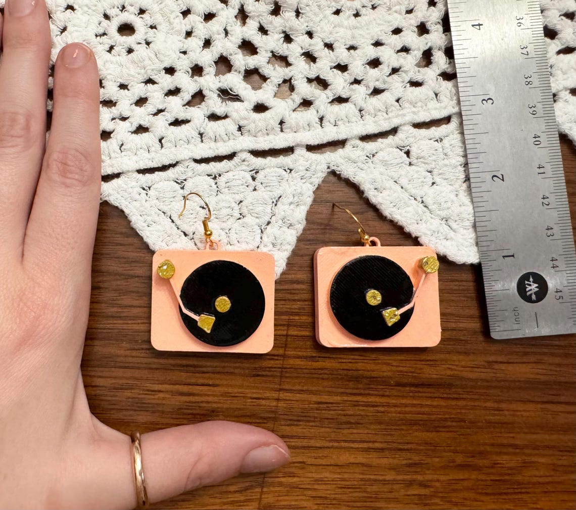 3D Printed Record Player Earrings - Etsy