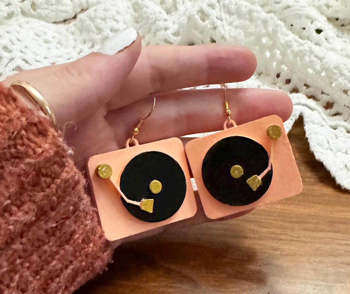 3D Printed Record Player Earrings - Etsy
