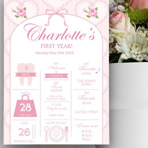 Editable Template | Vintage Pink Bow Floral Love Shack Fancy Milestone ...