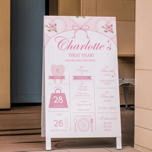 Editable Template | Vintage Pink Bow Floral Love Shack Fancy Milestone ...