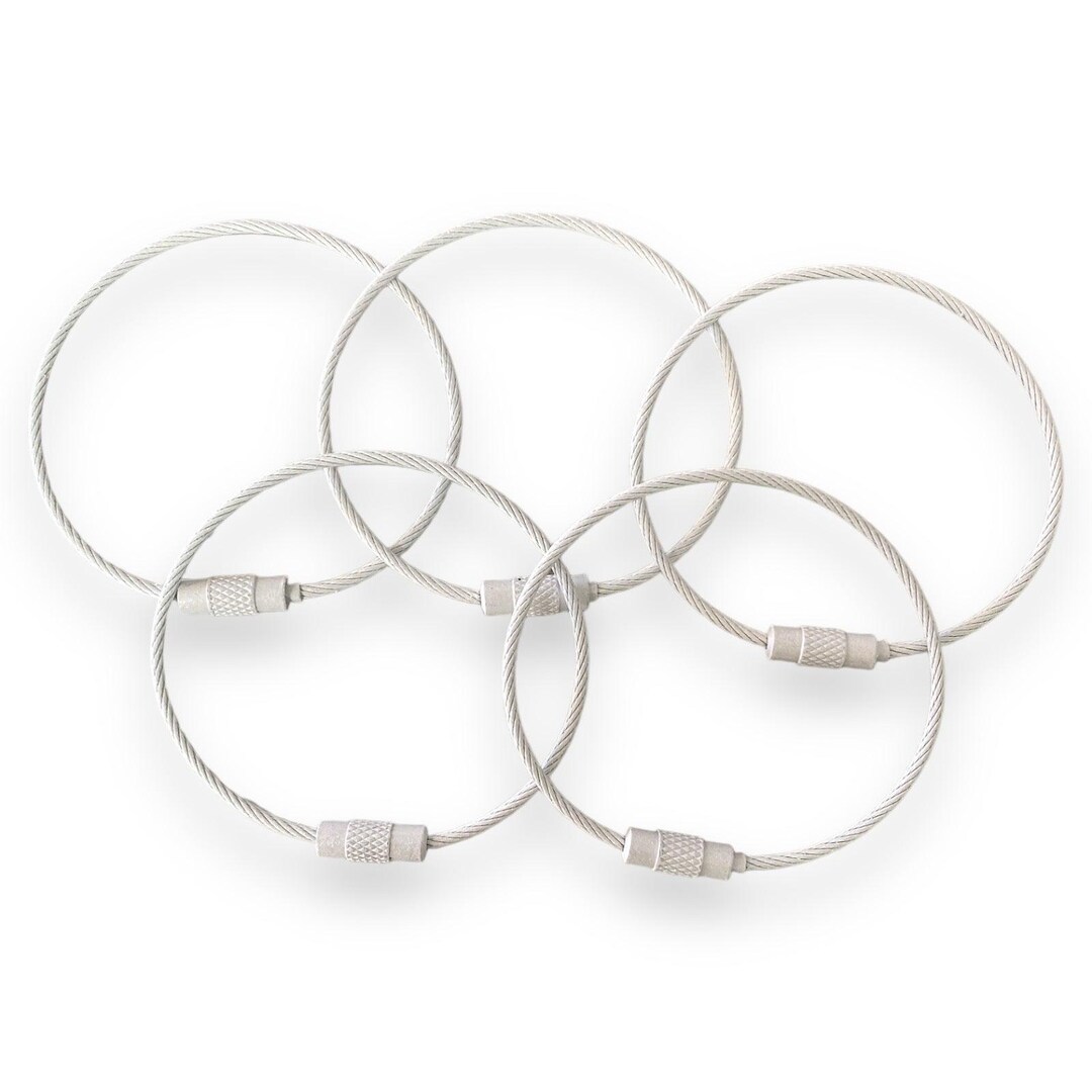 CK-348 white 150mm X 2mm Stainless Steel Cable Keychain Wire Ring - Etsy