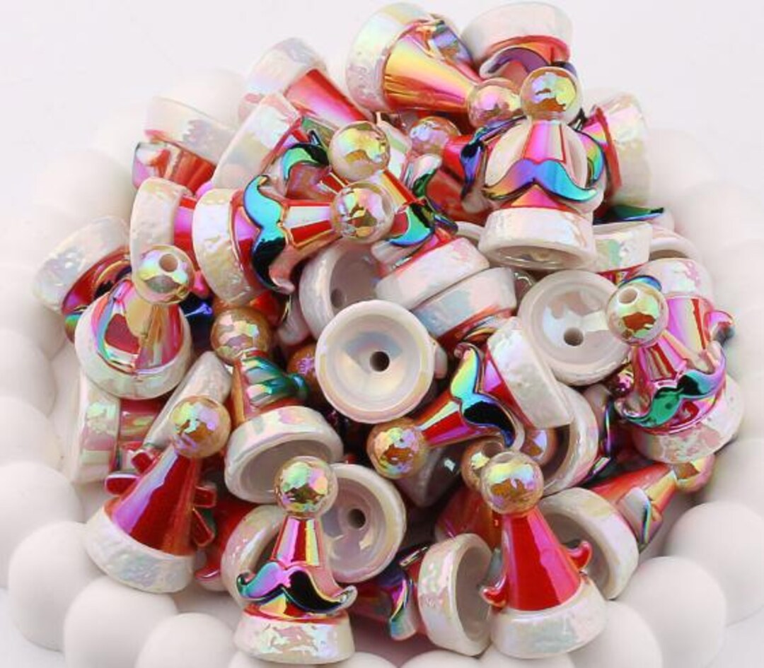 T173 Acrylic 3D Opal Santa Mustache Hat Accent Bead 1 Count - Etsy