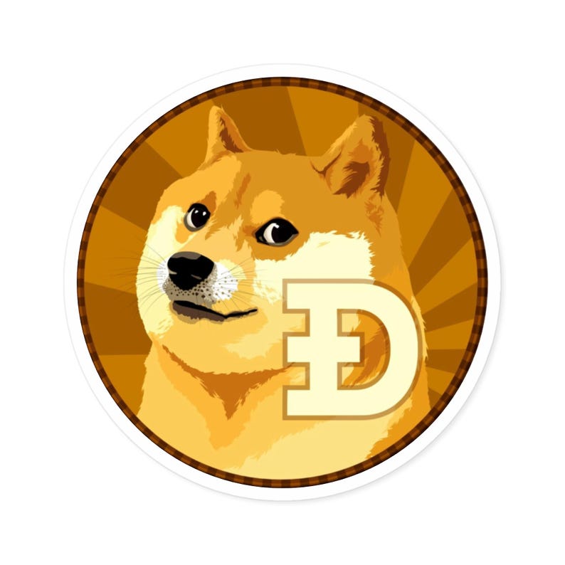 Dogecoin DOGE Symbol Round Stickers, Indoor\outdoor - Cryptocurrency ...