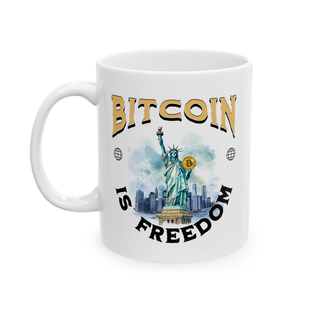 Statue of Liberty Bitcoin BTC Mug, (11oz, 15oz) - Cryptocurrency ...