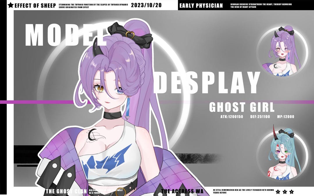 Ghost Girl Vtuber Model | Full Body Live2d Design, Streamer Ready - Etsy UK