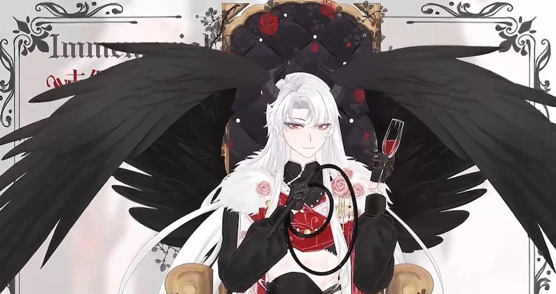 Gothic Devil Vtuber Model: Black Wings, Silver Hair (ready to Use) - Etsy