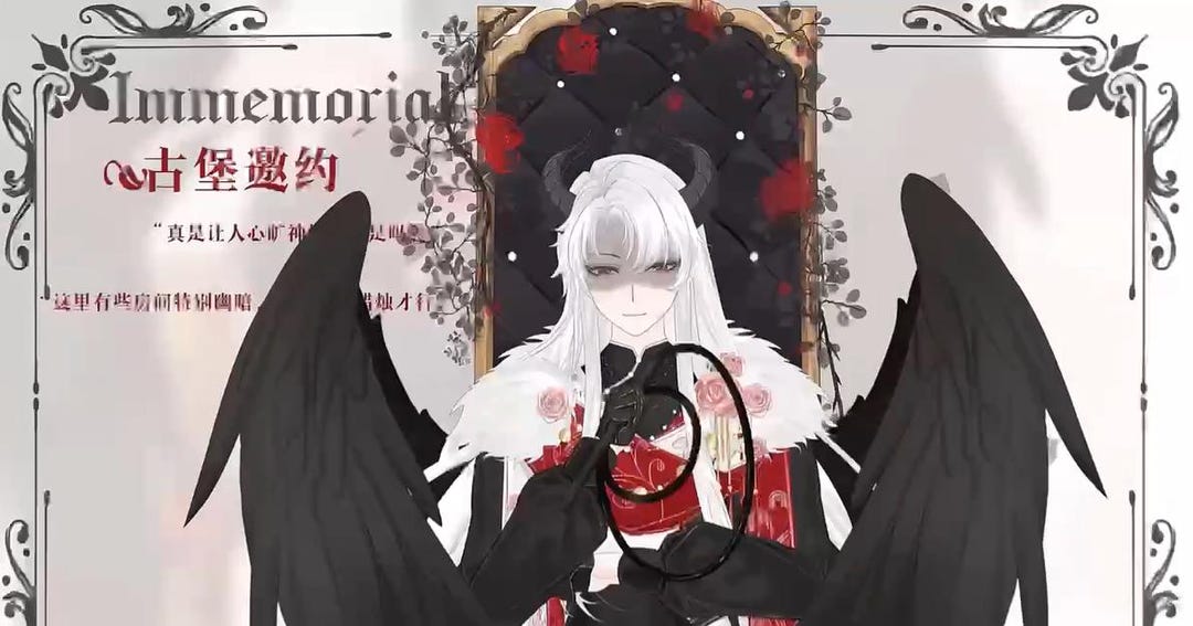 Gothic Devil Vtuber Model: Black Wings, Silver Hair (ready to Use) - Etsy