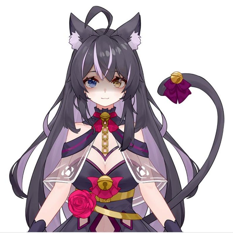 Black Cat Girl Vtuber Model | Full Body Live2d Design for Streamers ...