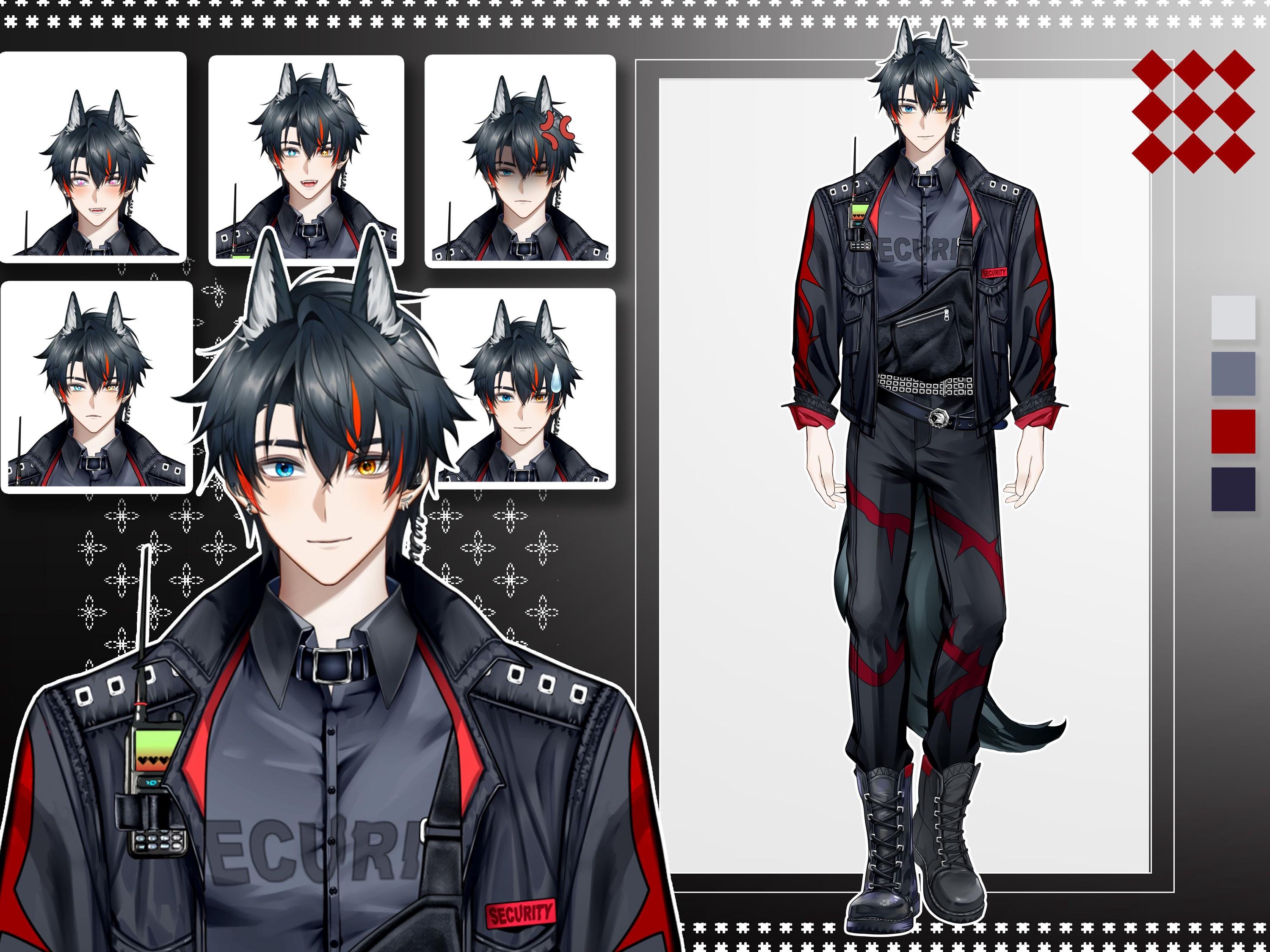 Wolfish Puppy Live2d Vtuber Model – Security Outfit, Heterochromatic ...