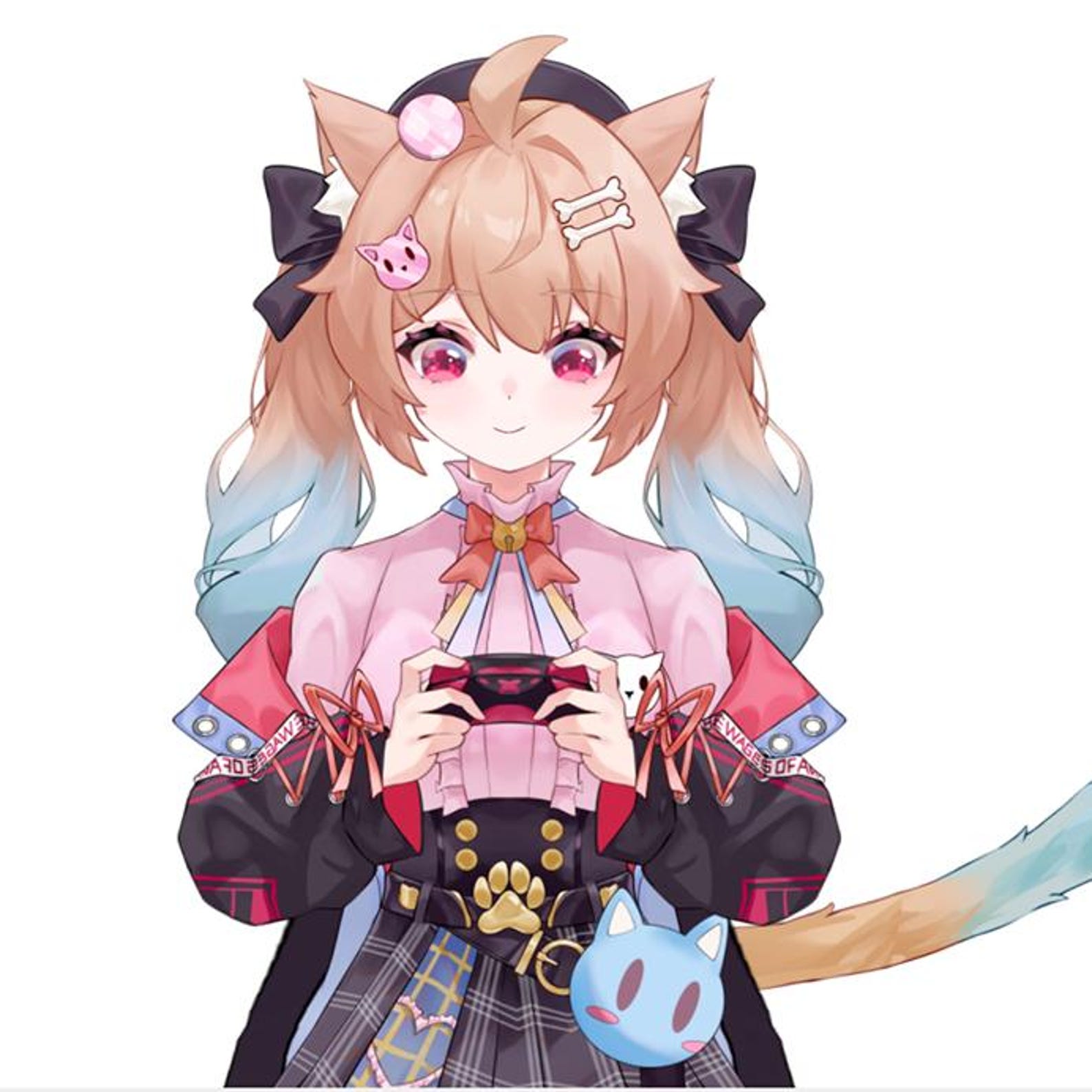 Pink Kitty Vtuber Model | Full Body Live2d Design for Streamers ...