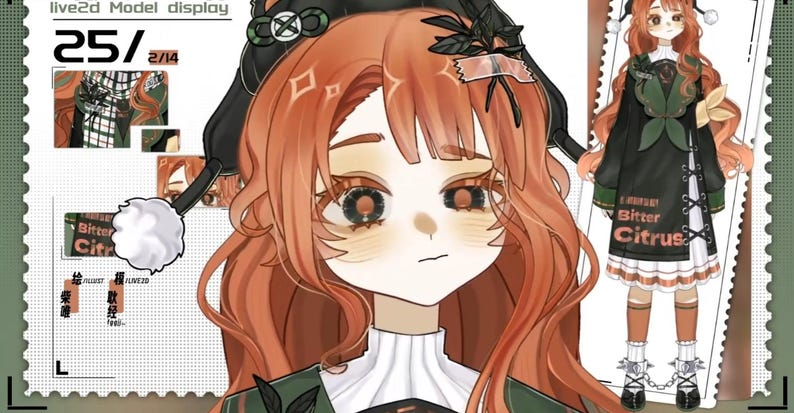 Bitter Citrus Live2d Vtuber Model – Orange Hair, Green Outfit (ready to ...