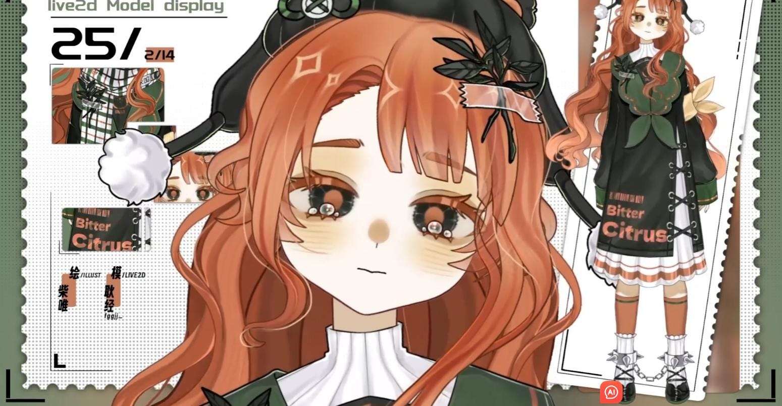 Bitter Citrus Live2d Vtuber Model – Orange Hair, Green Outfit (ready to ...
