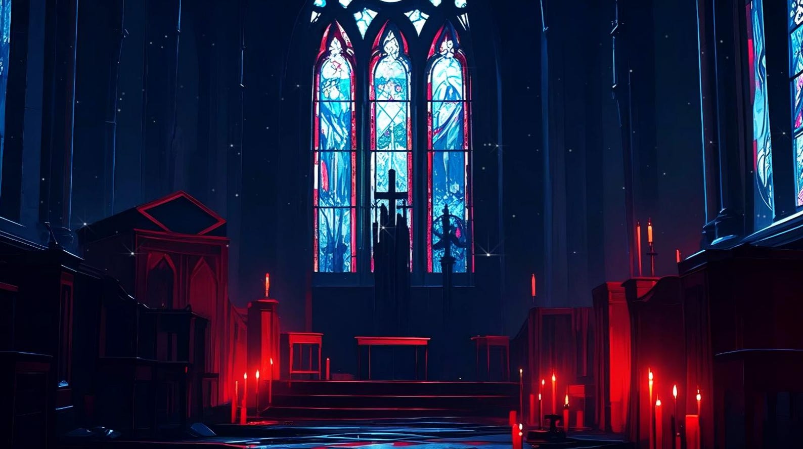 Gothic Church Animated Vtuber Background – Sacred Heart, Candlelight ...