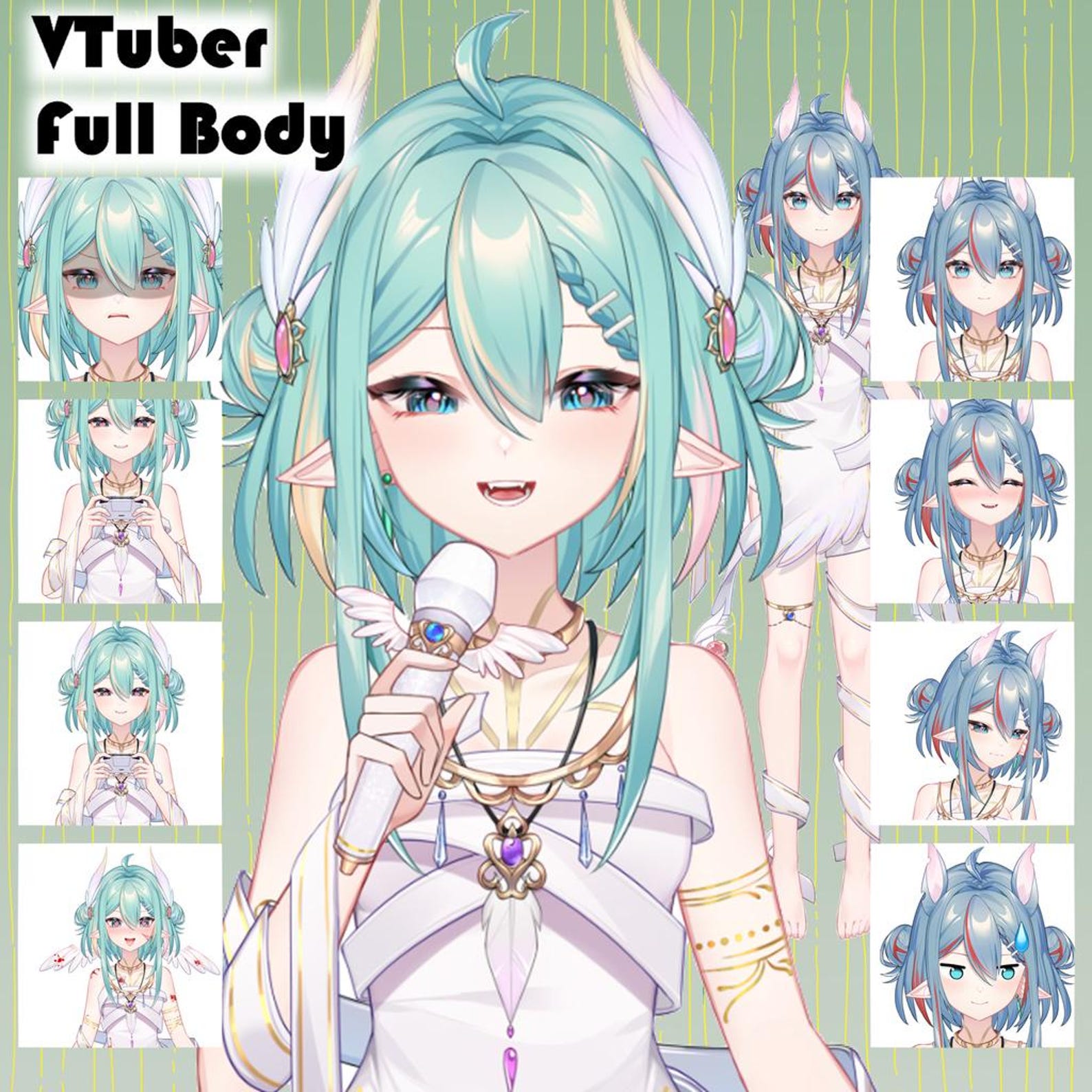 Natural Elf Live2d Vtuber Model / Commercial Use/ Ready to Use/ Full ...