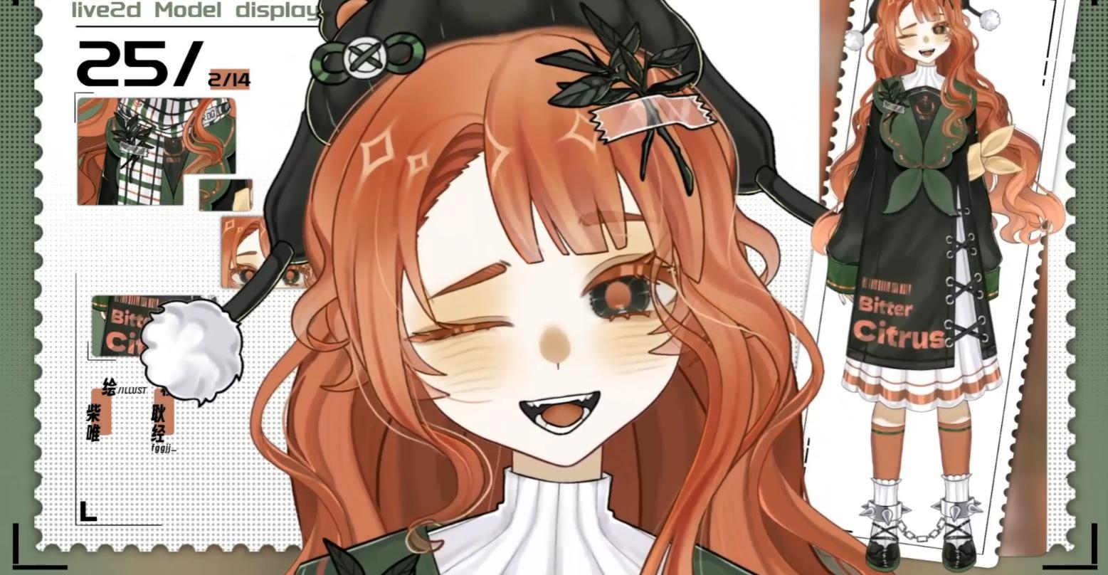 Bitter Citrus Live2d Vtuber Model – Orange Hair, Green Outfit (ready to ...