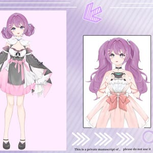 Pink-themed Girl - Live2d Vtuber Model / Commercial Use/ Ready to Use ...