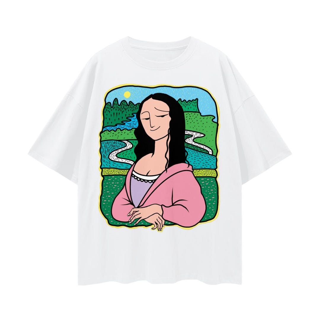 Pastel Mona Lisa Oversized T-shirt Cute Aesthetic Drop Shoulder Tee ...